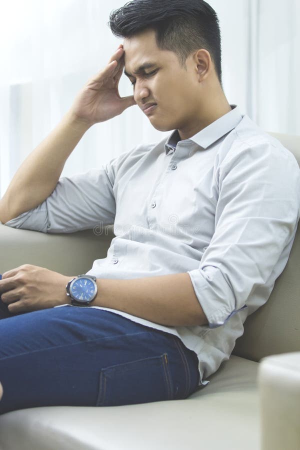 Young Man with Problems and Stress at Home Stock Image - Image of male ...