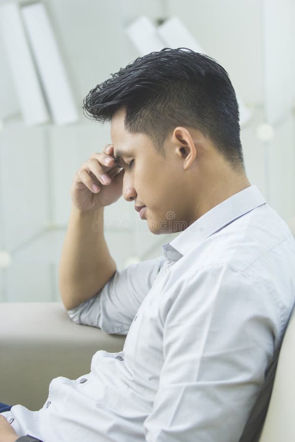 Young Man with Problems and Stress at Home Stock Image - Image of ...