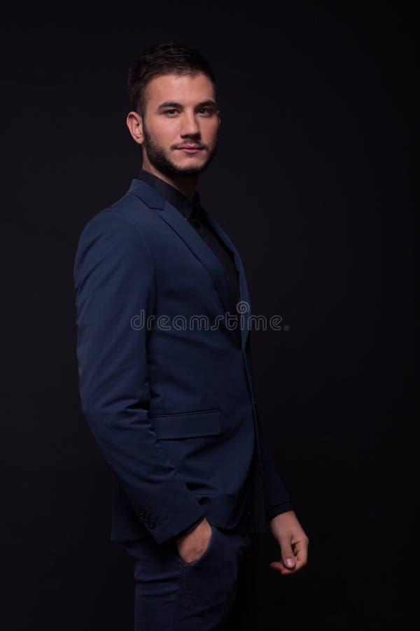 Young Man Profile, Suit Elegant, Copy Space Stock Photo - Image of ...