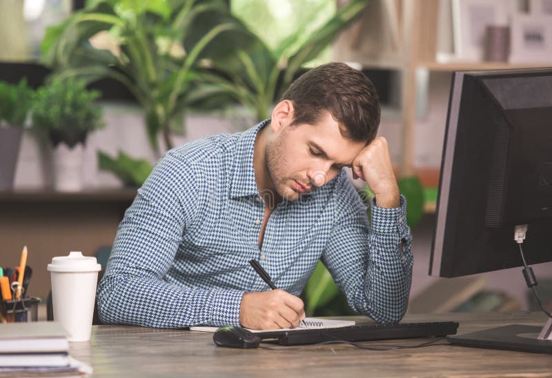 Young Man Programmer Computer Technology Work Concept Stock Photo ...