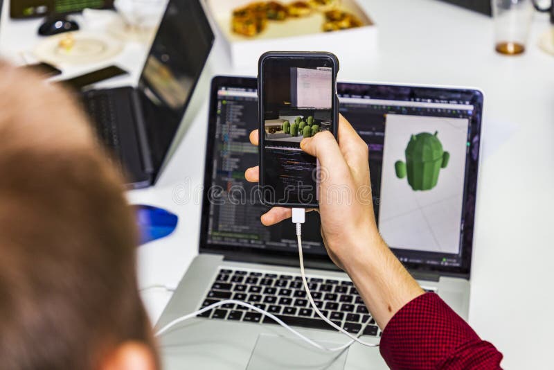 Young Man Programming and Testing an Application Editorial Image ...