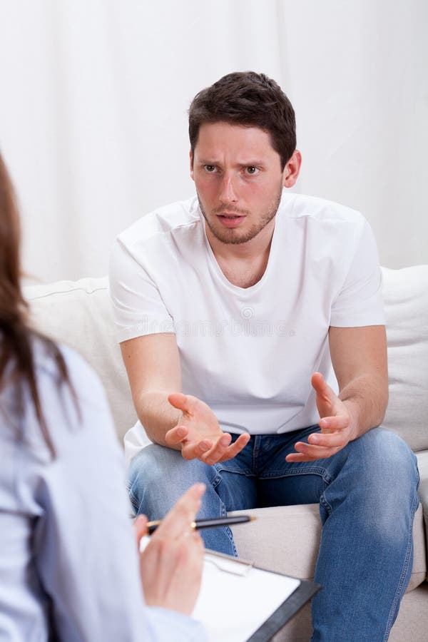 Young Man during Psychotherapy Stock Image - Image of depression ...