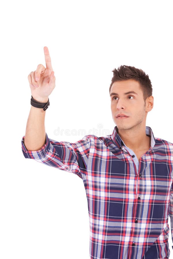 Pushing a Button in a Digital World Stock Photo - Image of executive ...