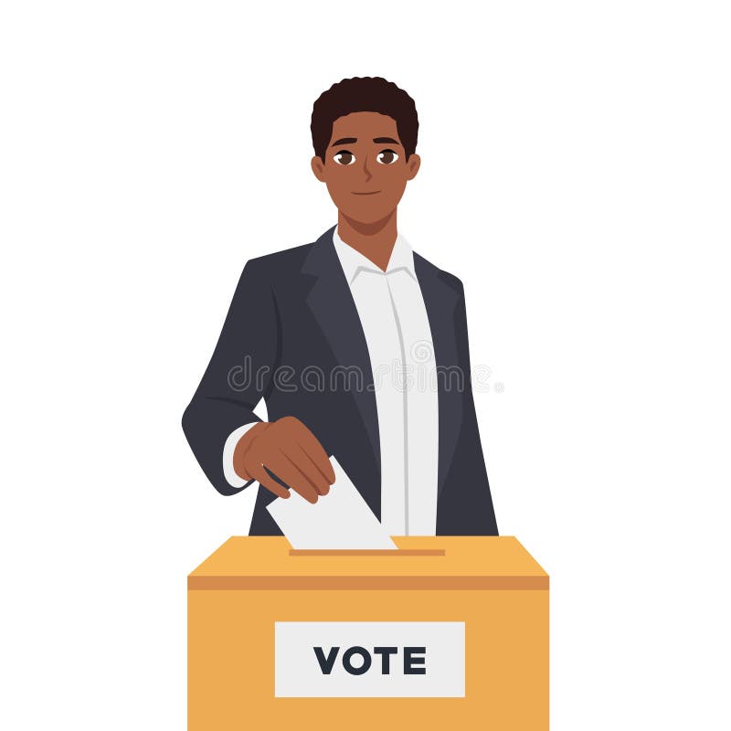 Young Man Putting Vote Paper into Election Box Stock Illustration ...
