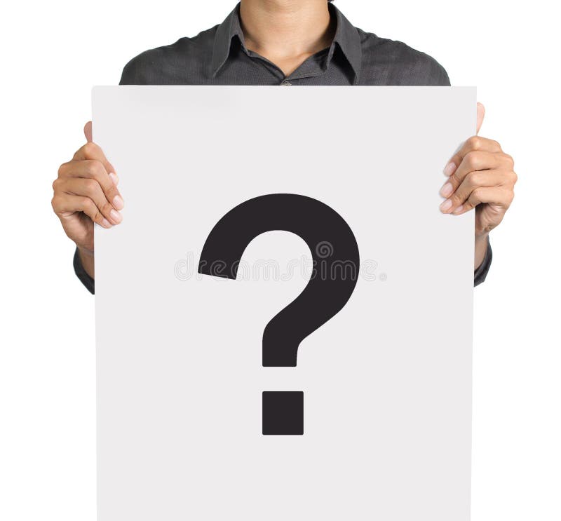 Young Man and Question Mark on White Board Stock Photo - Image of ...