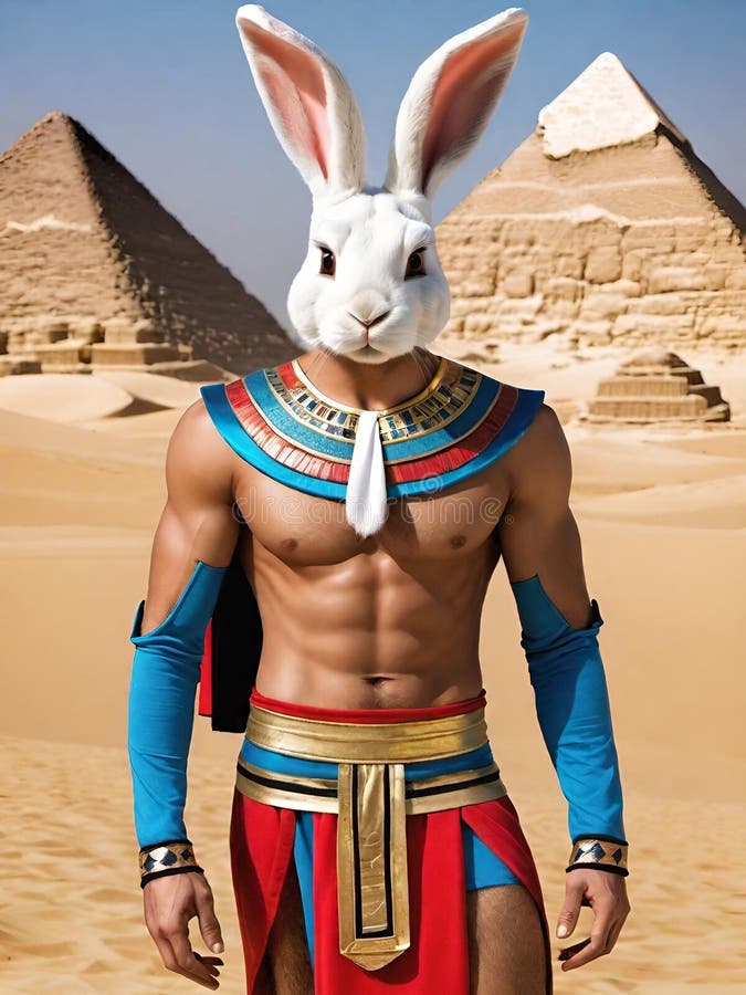 Young Man with a Rabbit on the Background of the Desert Stock ...