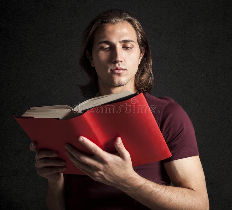 Young man reading book stock photo. Image of face, teenager - 62046168
