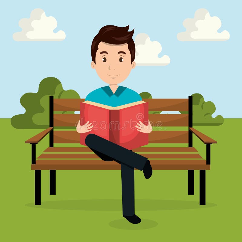 Man Reading Book Park Stock Illustrations 762 Man Reading Book Park