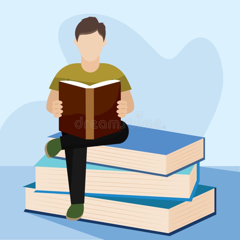 Young man reading a book stock vector. Illustration of people - 188193366