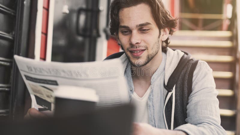 Young Man Reading the Newspaper Stock Photo - Image of person, news ...