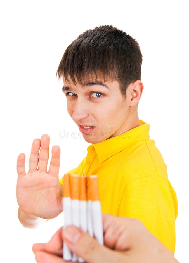 Young Man Refuse a Cigarette Stock Image - Image of face, gesture: 88901777