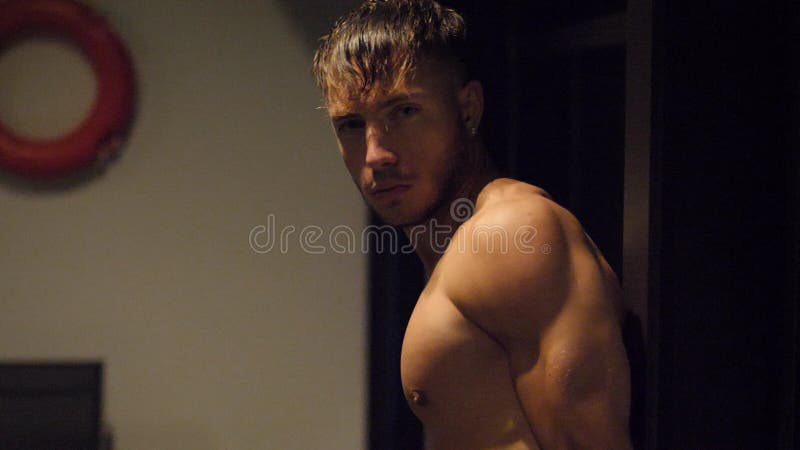 Young Man Relaxing in Swimming Pool at Night Stock Video - Video of ...