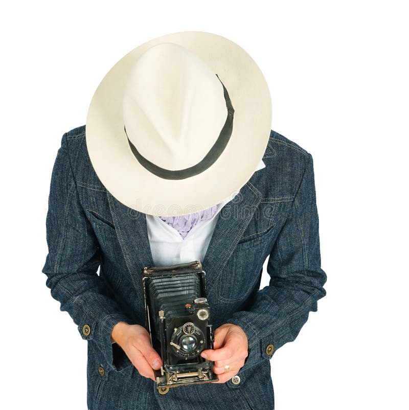 Young Man in a Retro Style with a Camera Stock Image - Image of ...