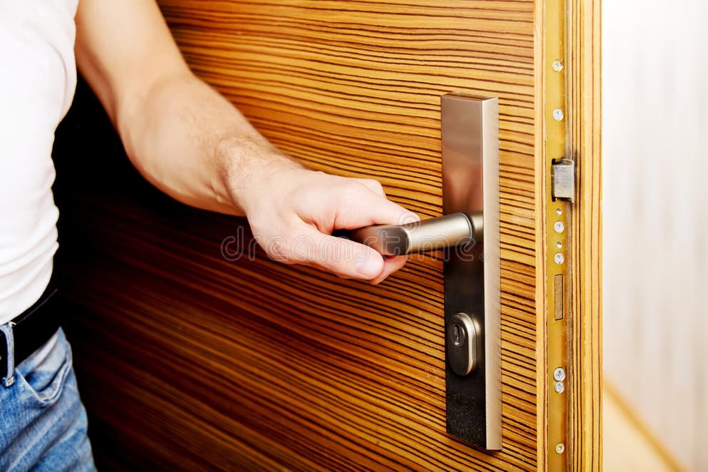 Young Man Returning or Going Out from Home Stock Image - Image of ...