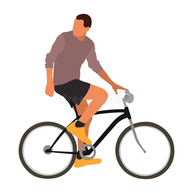 Young Man Rides a Bicycle Flat Style Vector Illustration Stock Vector ...