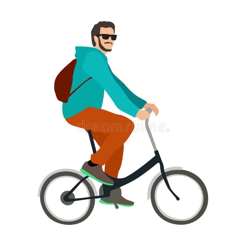 Young Man Rides a Bicycle Flat Style Vector Illustration Stock Vector ...