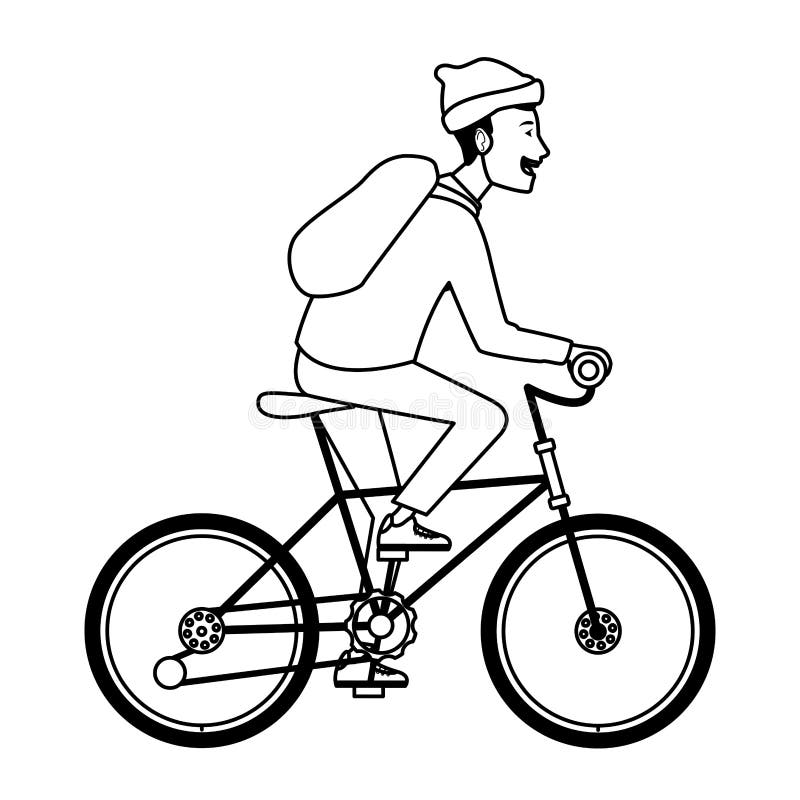 Black And White Cartoon Bicycle
