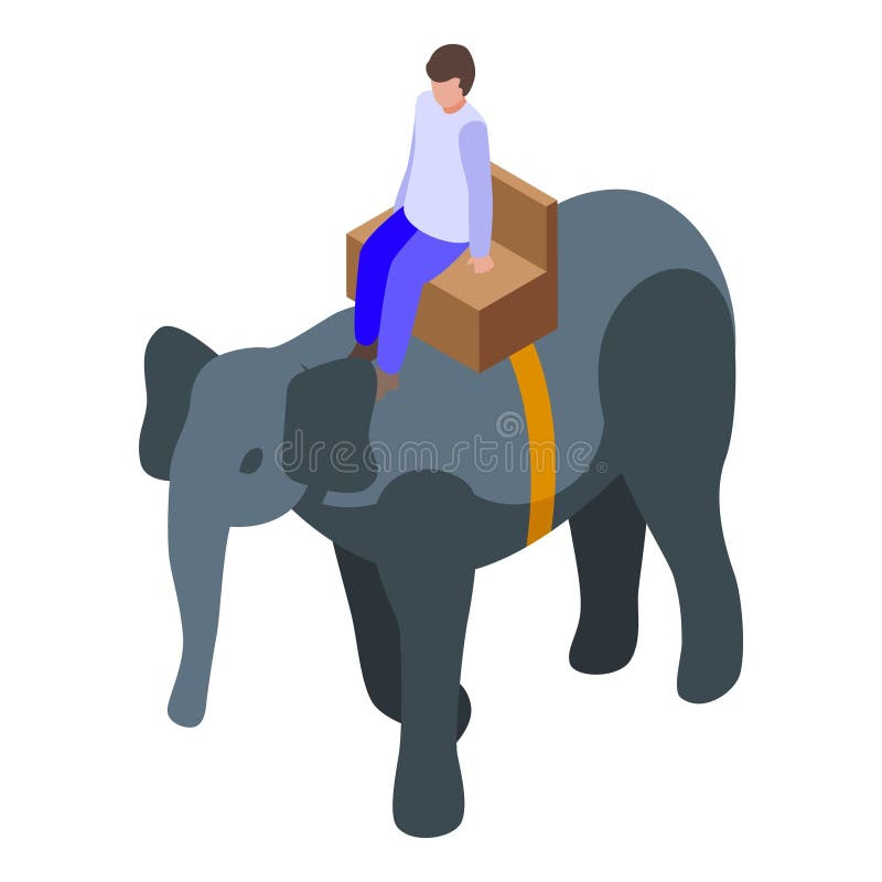 Young Man Riding an Elephant with a Chair on Its Back Stock Vector ...