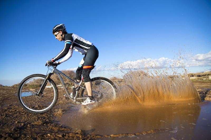Young Man Riding a Mountain Bike Stock Image - Image of exercise ...