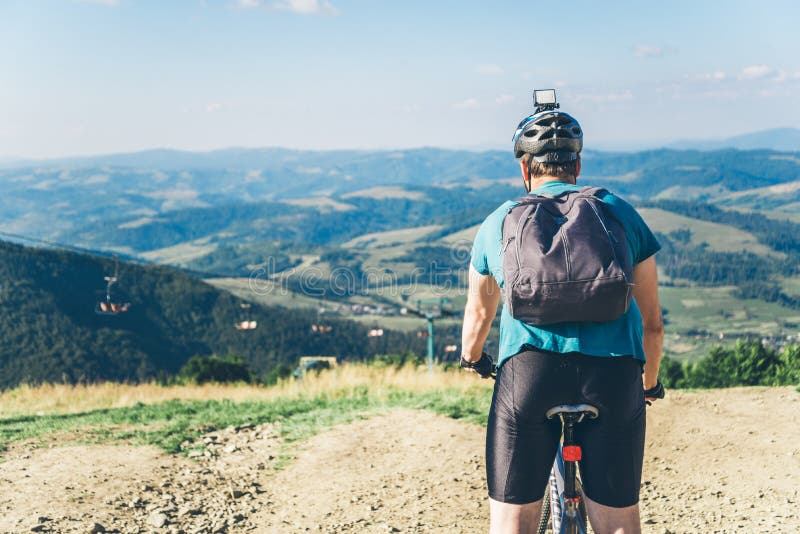 Young Man Riding on MTB in Mountains Stock Image - Image of lifestyle ...