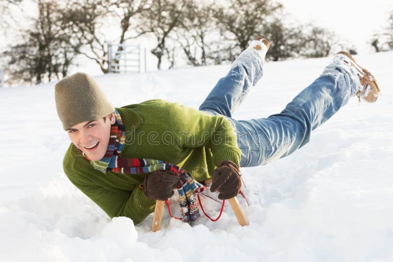 Man Slipping Over in Snowy Street Stock Image - Image of person ...