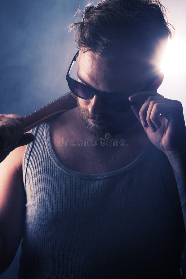 Rocker with a guitar stock photo. Image of masculinity - 29713754