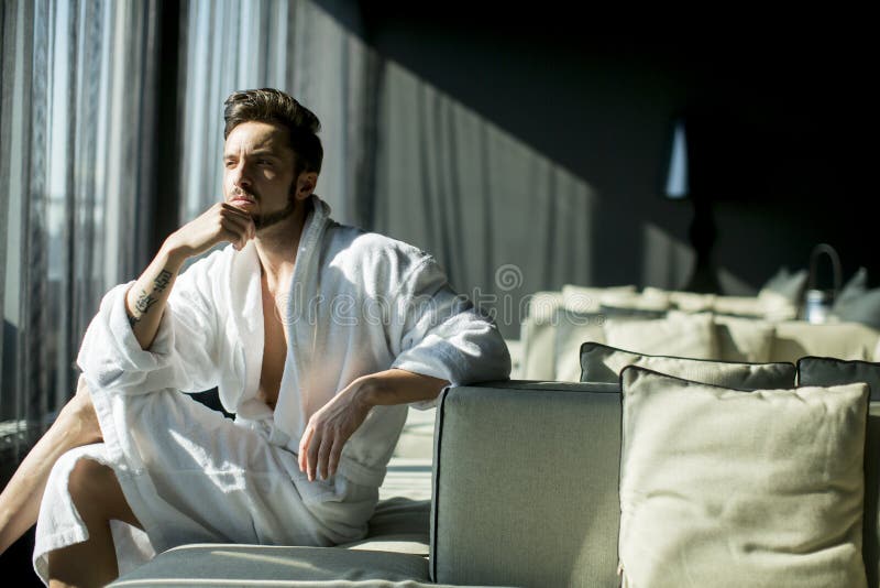 Young Man in Room at Morning Stock Photo - Image of human, caucasian ...