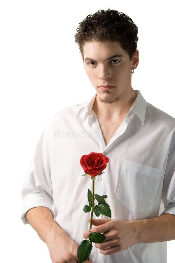 Young man with rose stock photo. Image of shirt, portrait - 1647160