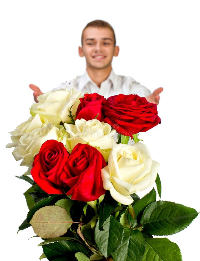 Man with roses stock image. Image of holiday, roses, holding - 423355