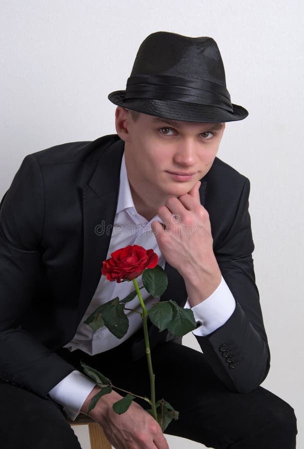A young man with a rose. stock image. Image of lifestyle - 37239573