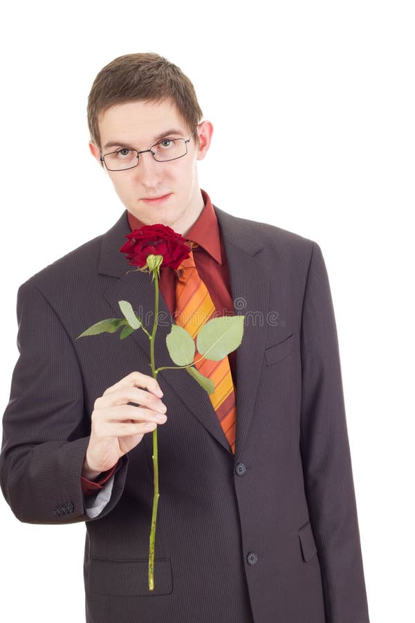 Young man with a rose stock image. Image of flower, espousal - 30537377