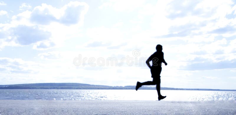 Silhouette of Man Running at Sunset Stock Image - Image of leisure ...