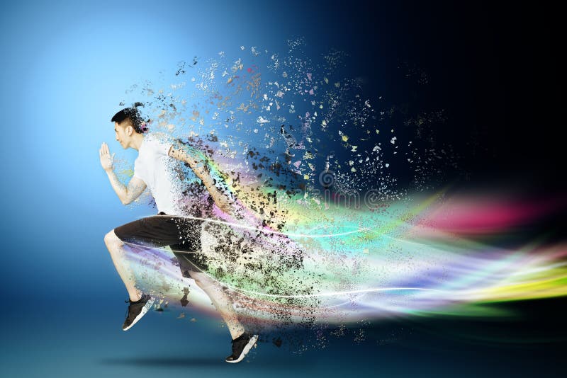 Man Running Forward with Speed Concepts Stock Photo - Image of chinese ...