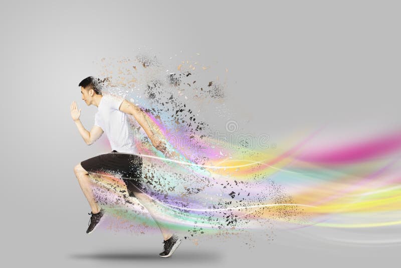 Man Running Forward on White Background Stock Photo - Image of person ...