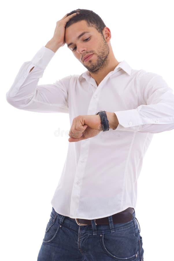 Young Man Running Late Isolated Stock Image - Image of employee ...