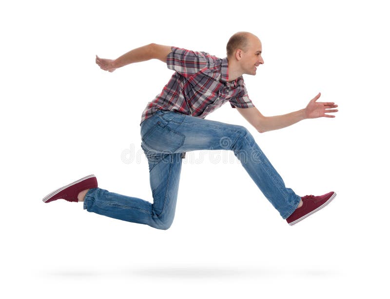 Young man running stock photo. Image of casual, smile - 32101854