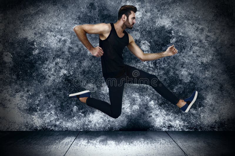 Young Man Running on the Street Stock Image - Image of success, body ...