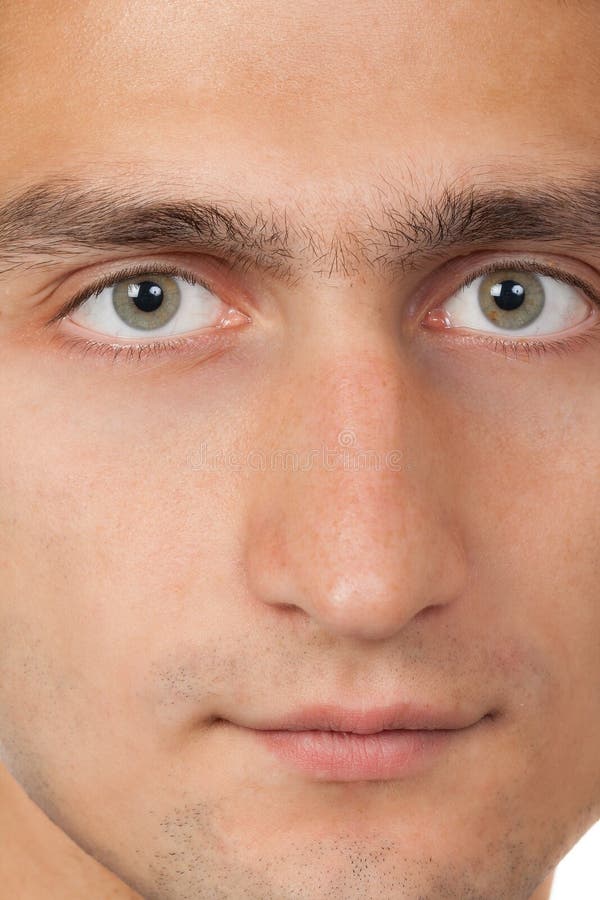 Young Man S Face. Close Up Macro Portrait Stock Photo - Image of male ...