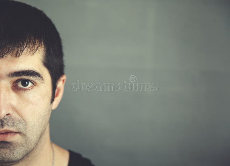 Young man`s face looking stock image. Image of black - 135980519