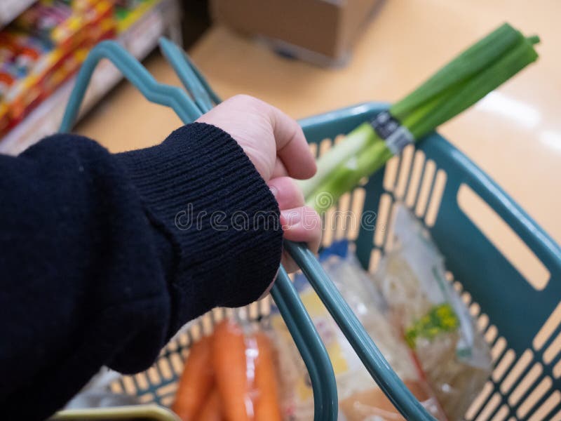 A Young Man S Hand Holding a Shopping Basket Stock Photo - Image of ...