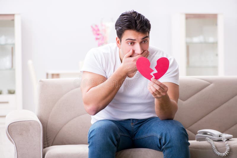 The Young Man in Sad Saint Valentine Concept Stock Image - Image of ...