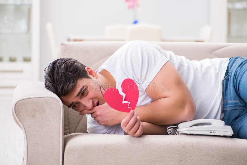 The Young Man in Sad Saint Valentine Concept Stock Image - Image of ...