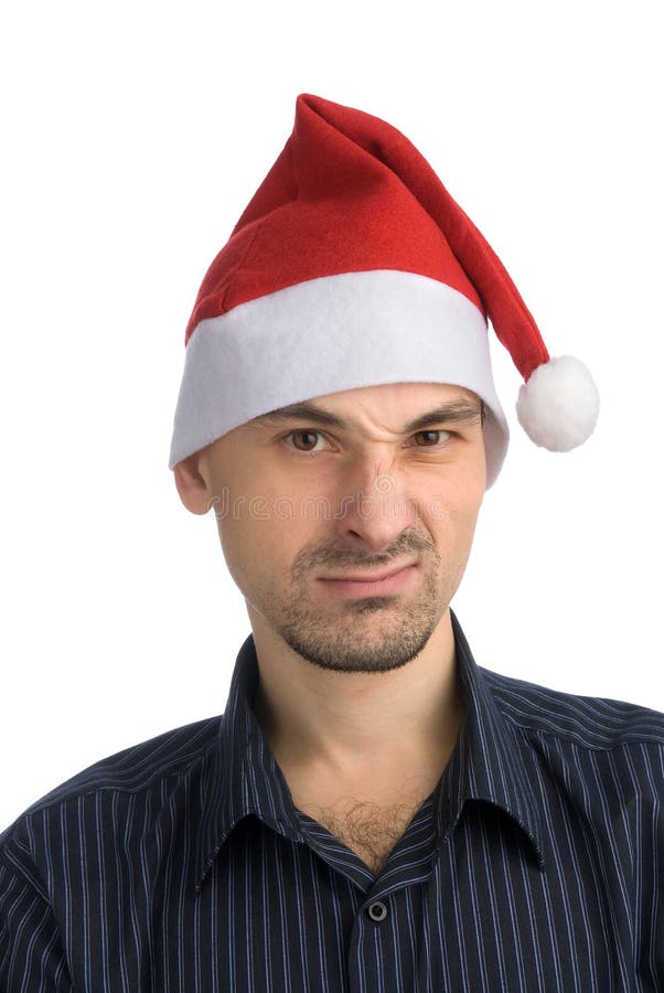 Young man in a Santa hat stock photo. Image of person - 11964610