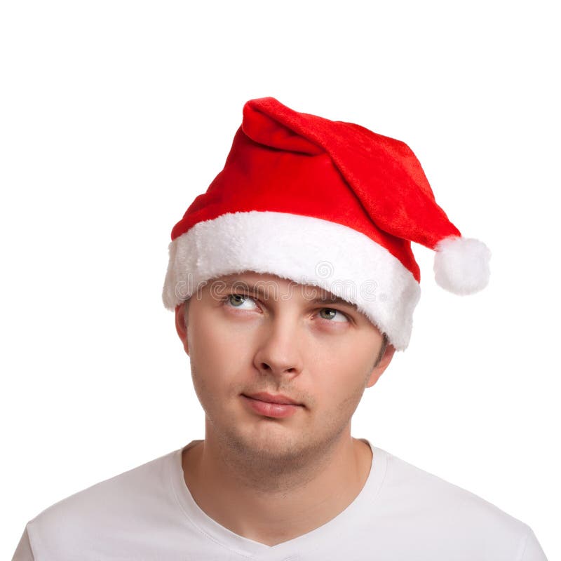 Young man in santa hat stock image. Image of handsome - 28036753