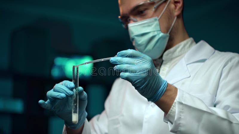 Young Man Scientist in Chemistry Bright Lab Stock Image - Image of hand ...