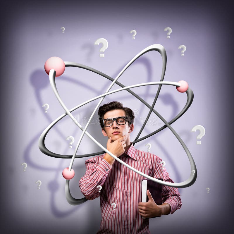Young Man Scientist with Glasses Thinking Stock Image - Image of ...