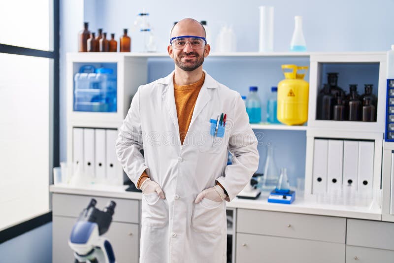Scientist Standing by Analyzer in Lab Stock Image - Image of medical ...