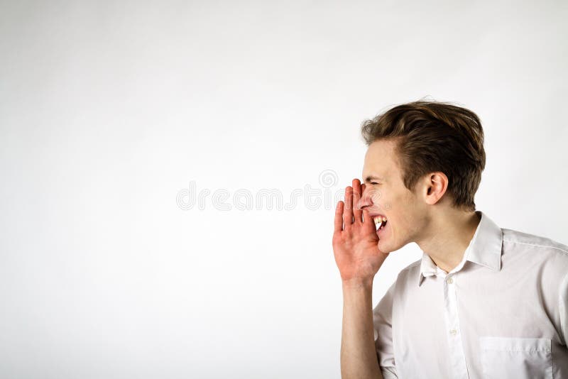 Young man is screaming stock image. Image of intelligence - 140977135