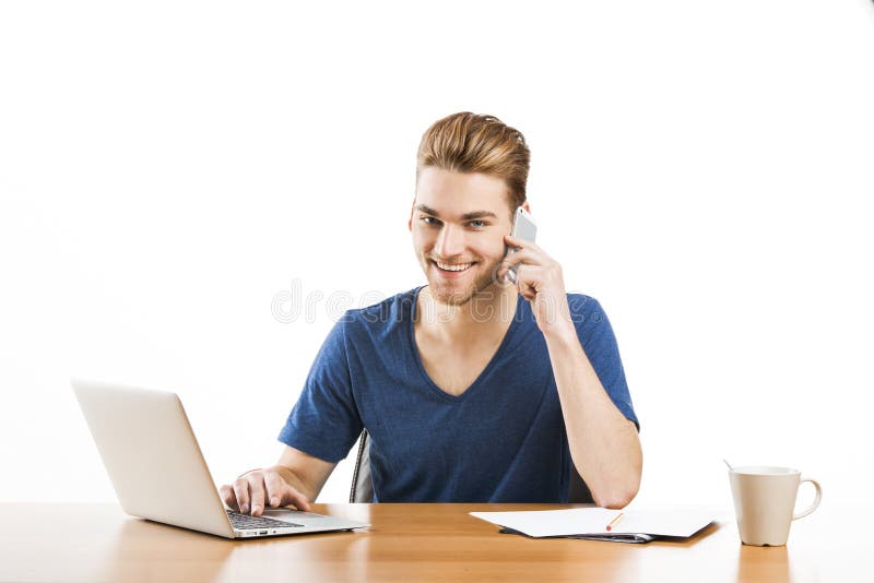 Young Man Sending Text Messages Stock Photo - Image of conference ...