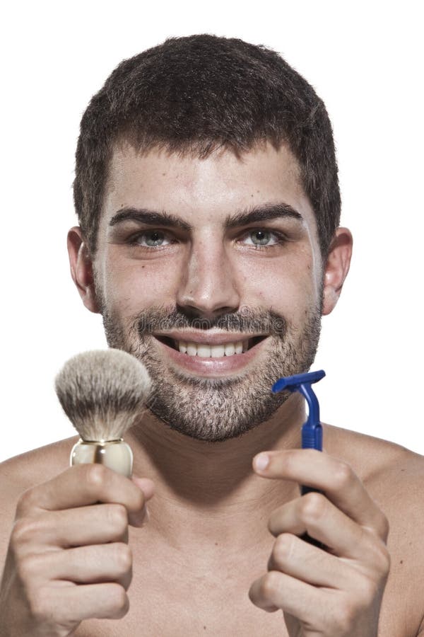 Young man shaving stock photo. Image of ethnicity, shoulders - 10855794